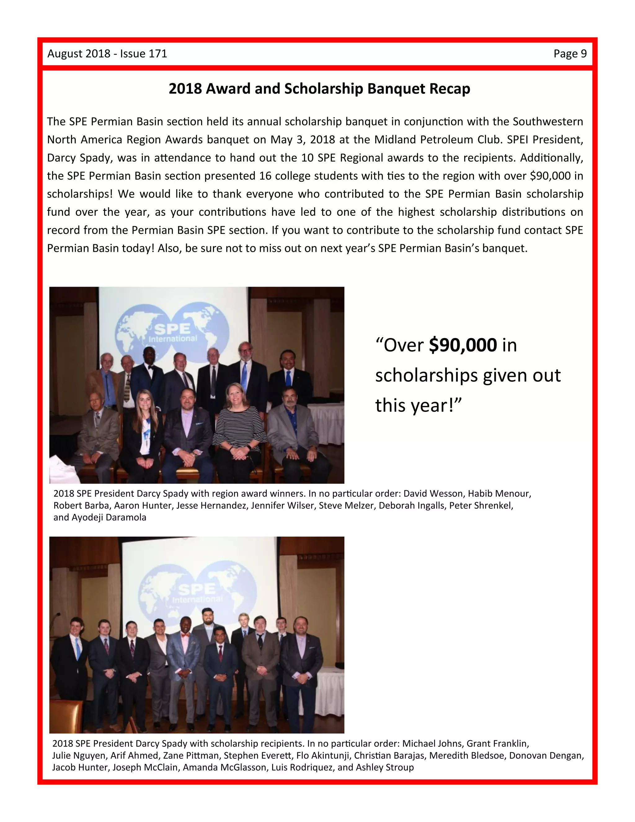 SPE Permian Basin August 2018 Pipeline Newsletter | PDF