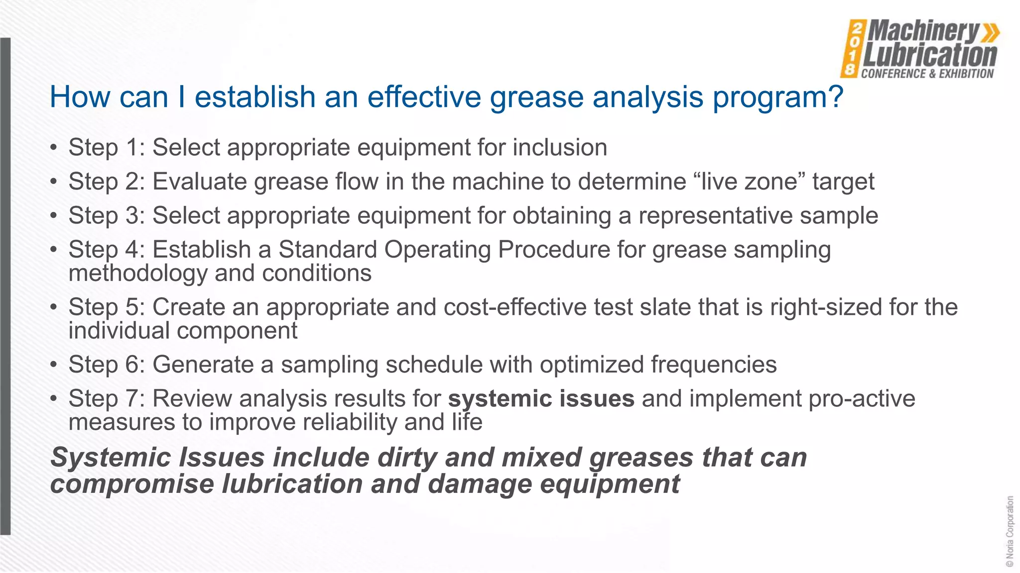 Proactive Grease Analysis - 2018 Machinery Lubrication Conference | PPT