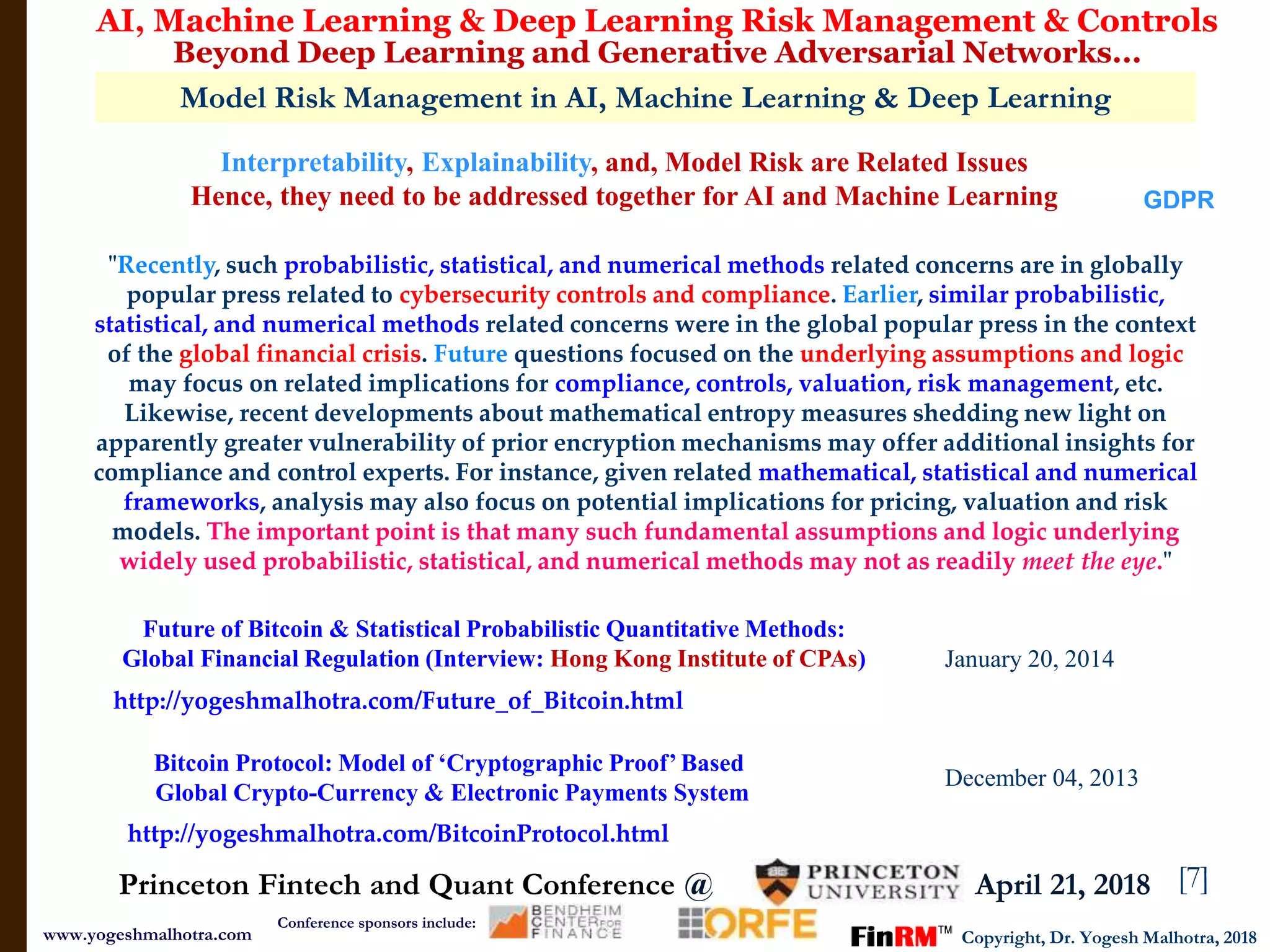 2018 Princeton Fintech & Quant Conference: AI, Machine Learning & Deep Learning Risk Management ...