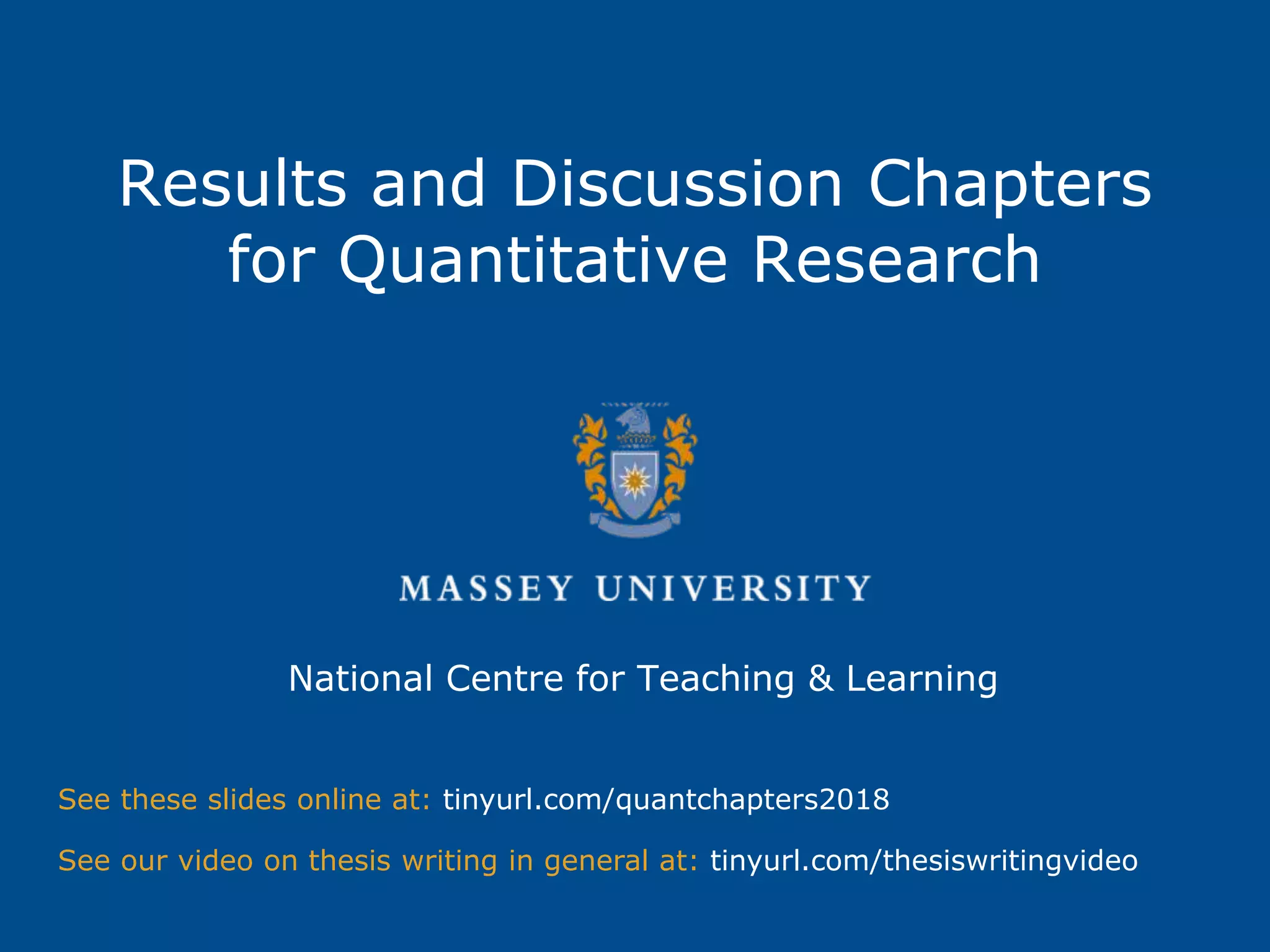 Writing results and discussion chapters for quantitative research | PPTX
