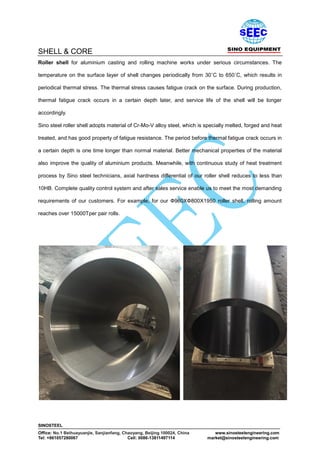Roll shell, roll core, Aluminum casting & rolling machine | PDF