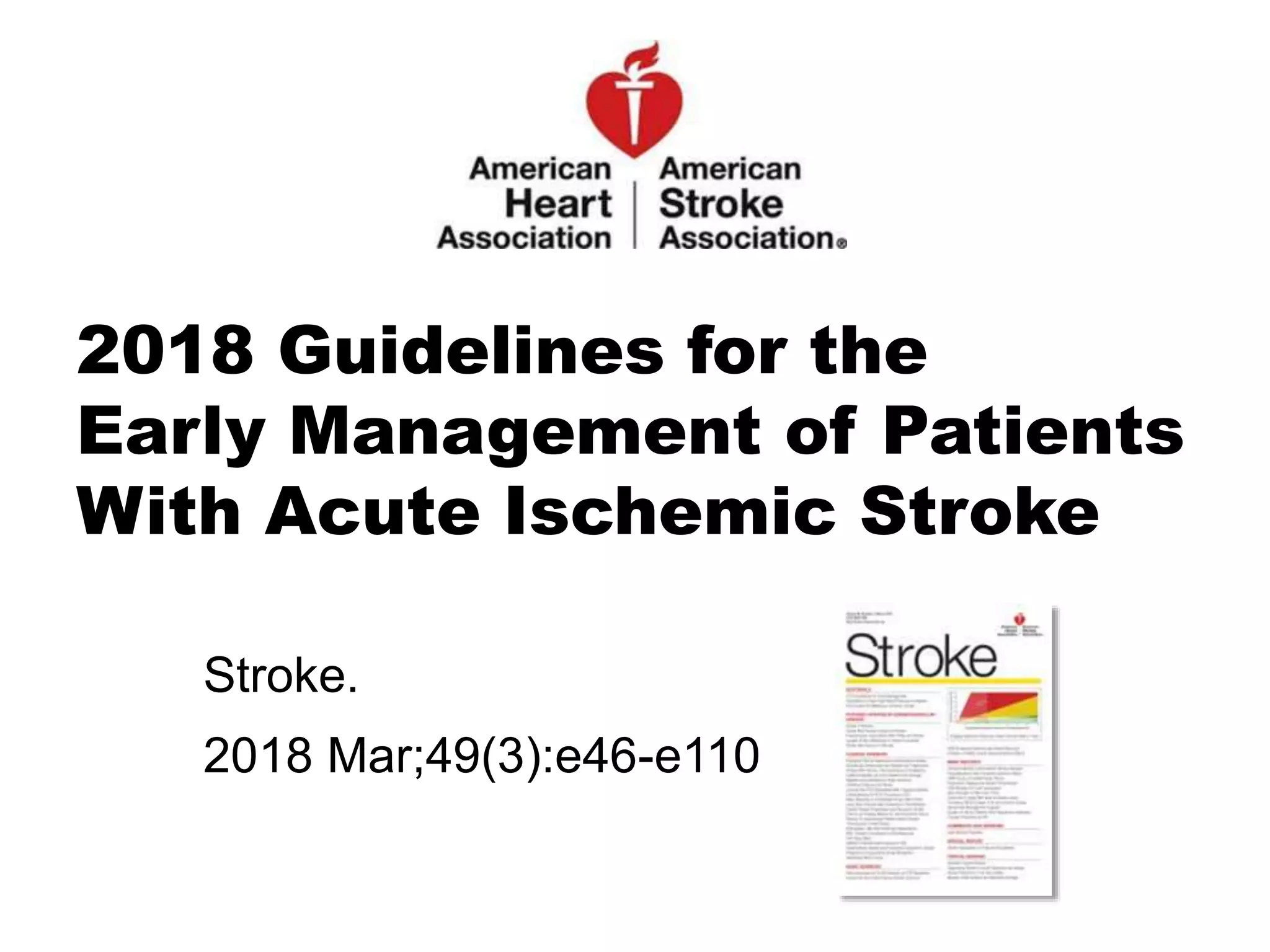 2018 Stroke Guidelines | PPTX | First Aid | Injuries