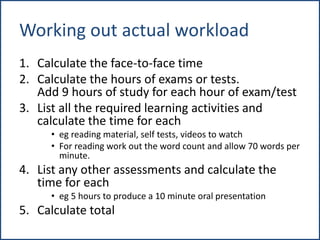 Making time for learning: managing student workload | PPTX