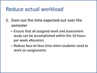 Making time for learning: managing student workload | PPTX