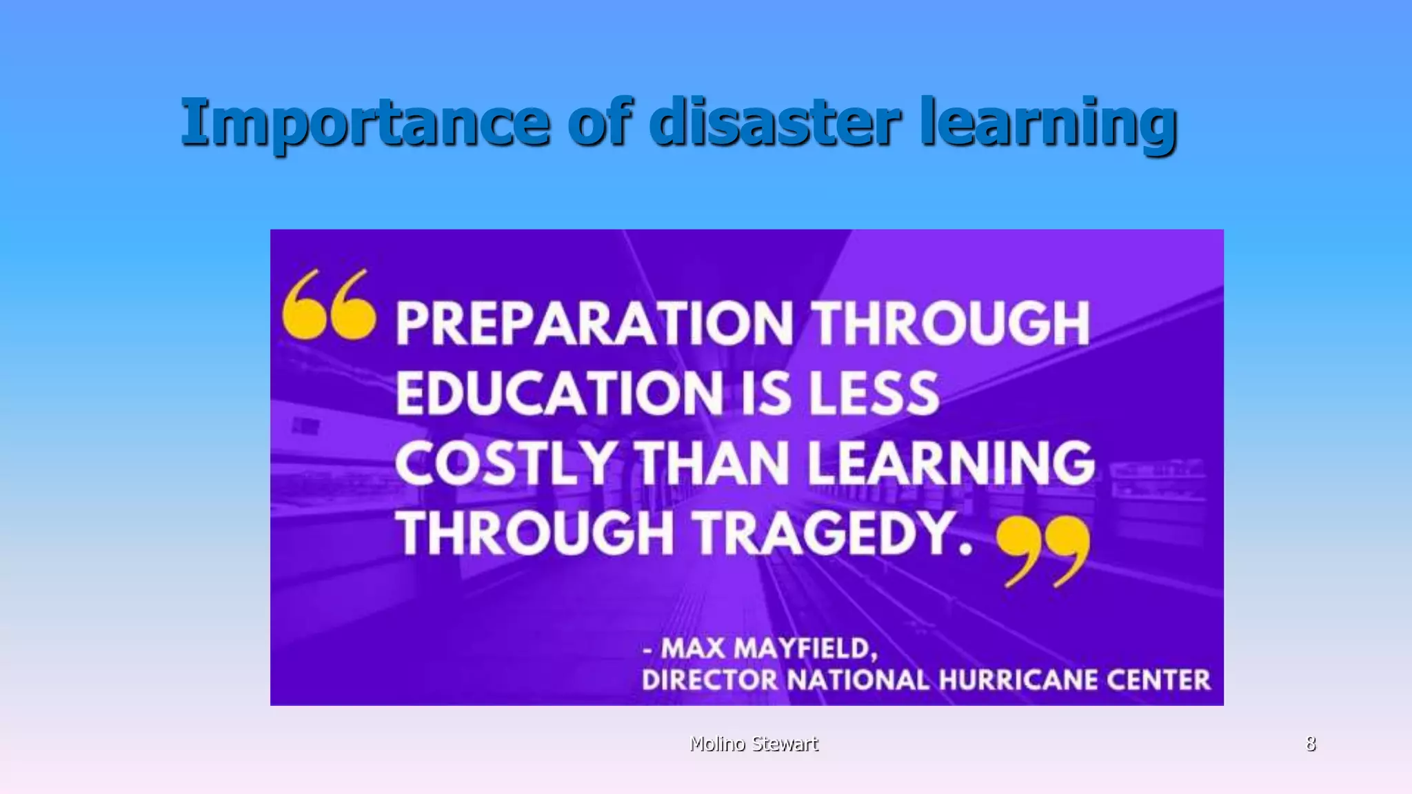 A new approach to disaster education (presentation) | PPTX | Education