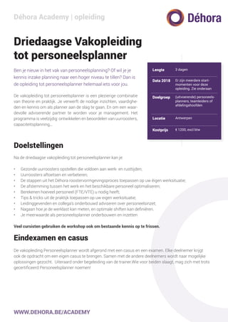 Driedaagse vakopleiding personeelsplanner | PDF