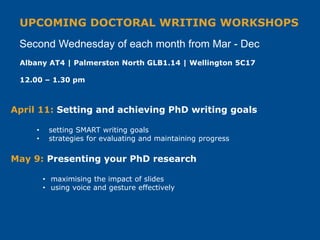 Massey University Doctoral Skills Workshop 1: Writing the report for ...