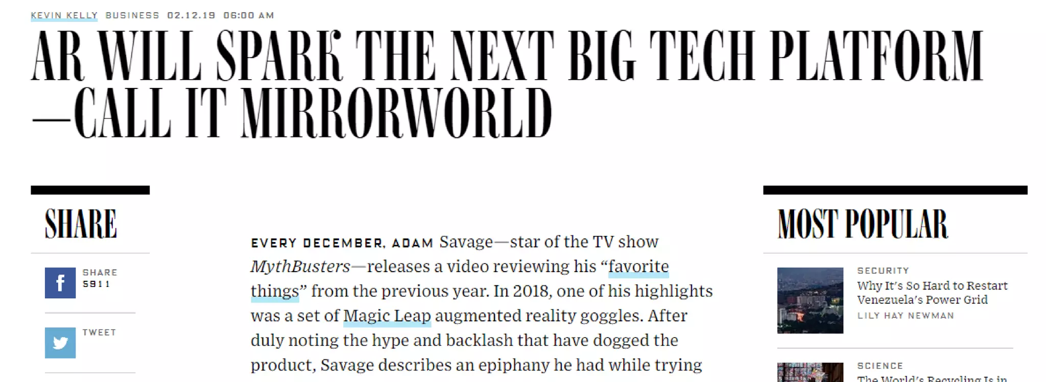 AR WILL SPARK THE NEXT BIG TECH PLATFORM—CALL IT MIRRORWORLD | PPT