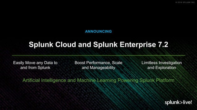 Splunk Cloud and Splunk Enterprise 7.2 | PPTX | Cloud Computing | Internet