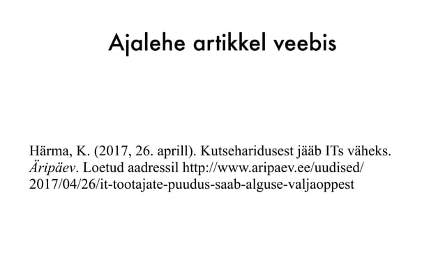 Viitekirjete vormistamine | PPT