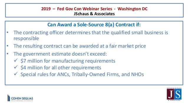 FED GOV CON - Winning SBA 8a Sole Source Awards
