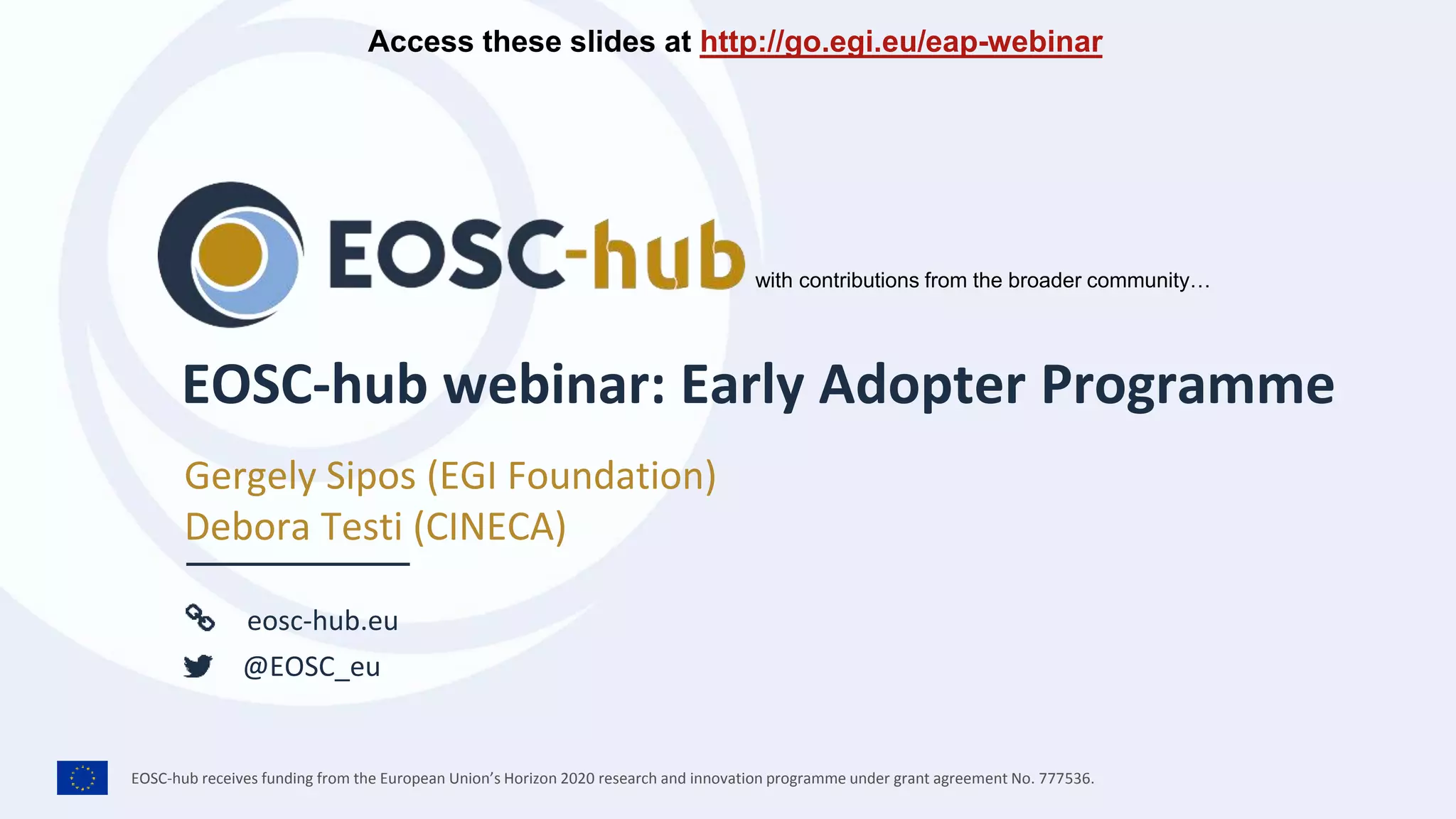 EOSC-hub Early Adopter Programme | PPT