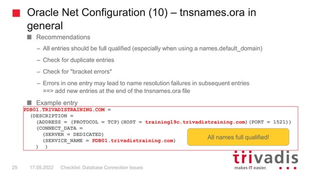 Oracle Database: Checklist Connection Issues | PPT