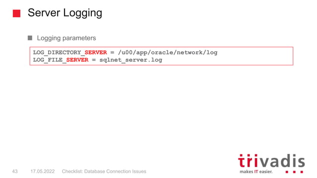 Oracle Database: Checklist Connection Issues | PPT