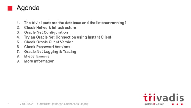 Oracle Database: Checklist Connection Issues | PPT