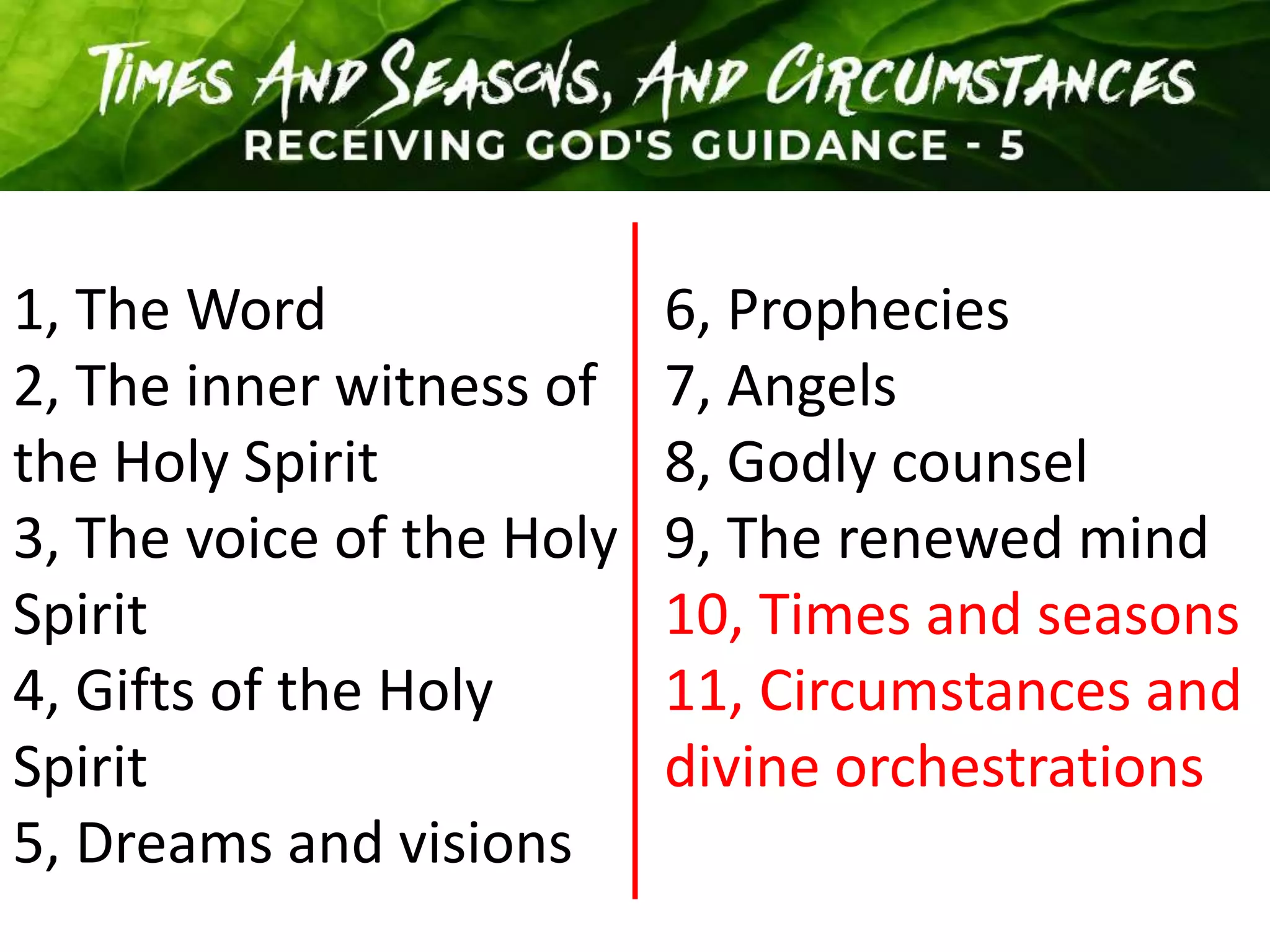 Part-5 : Receiving God's Guidance : Times and Seasons, and ...