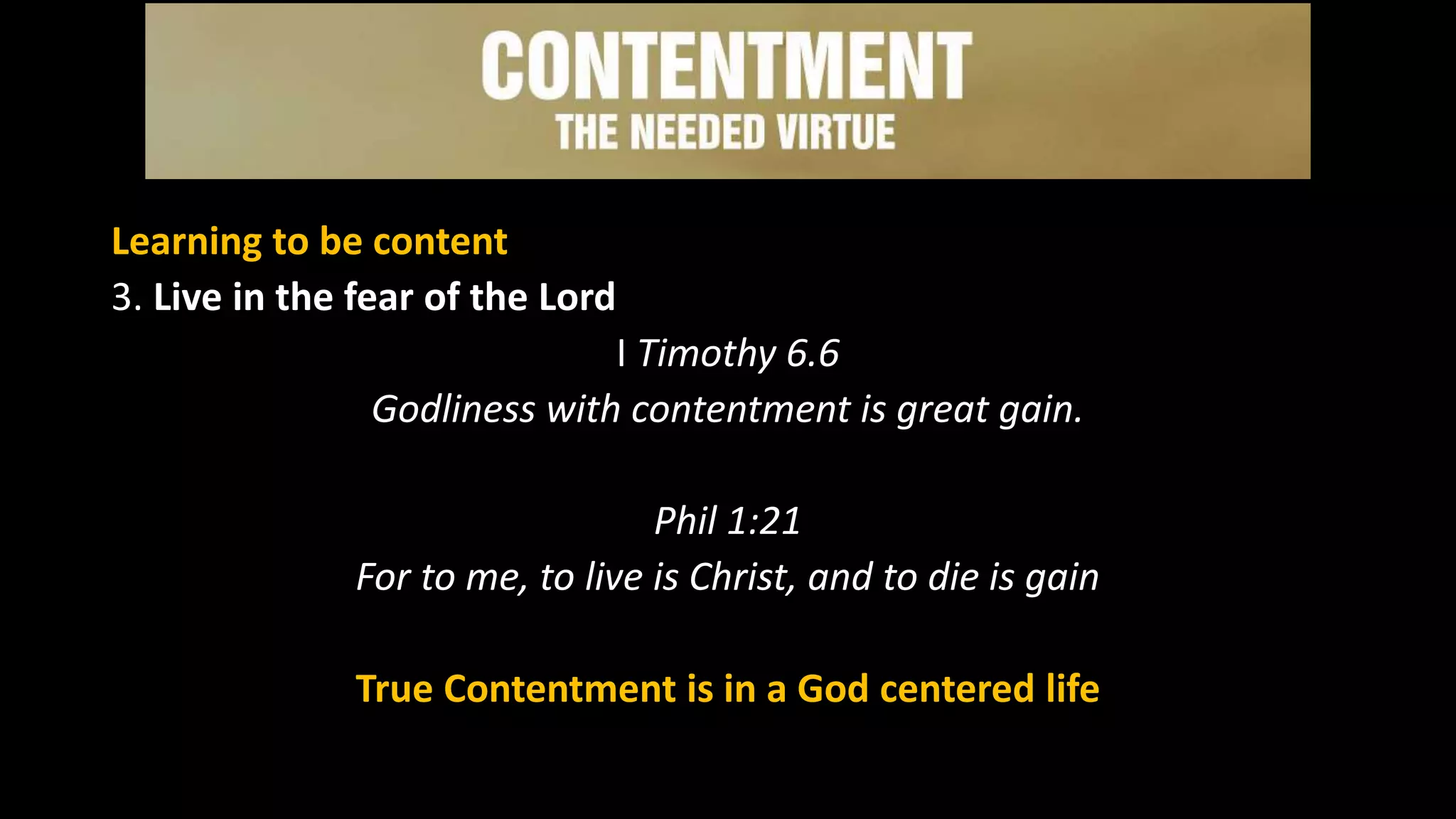 Contentment: The Needed Virtue | PPTX