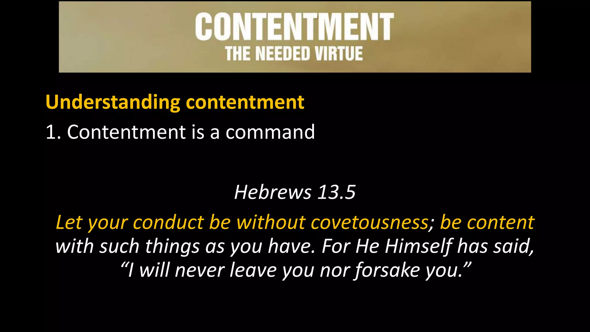 Contentment: The Needed Virtue | PPTX