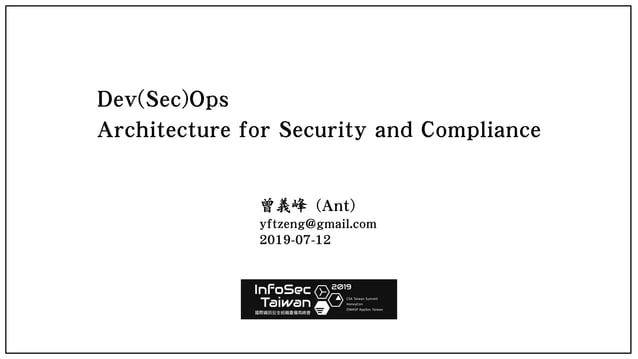 Dev(Sec)Ops - Architecture for Security and Compliance | PPT