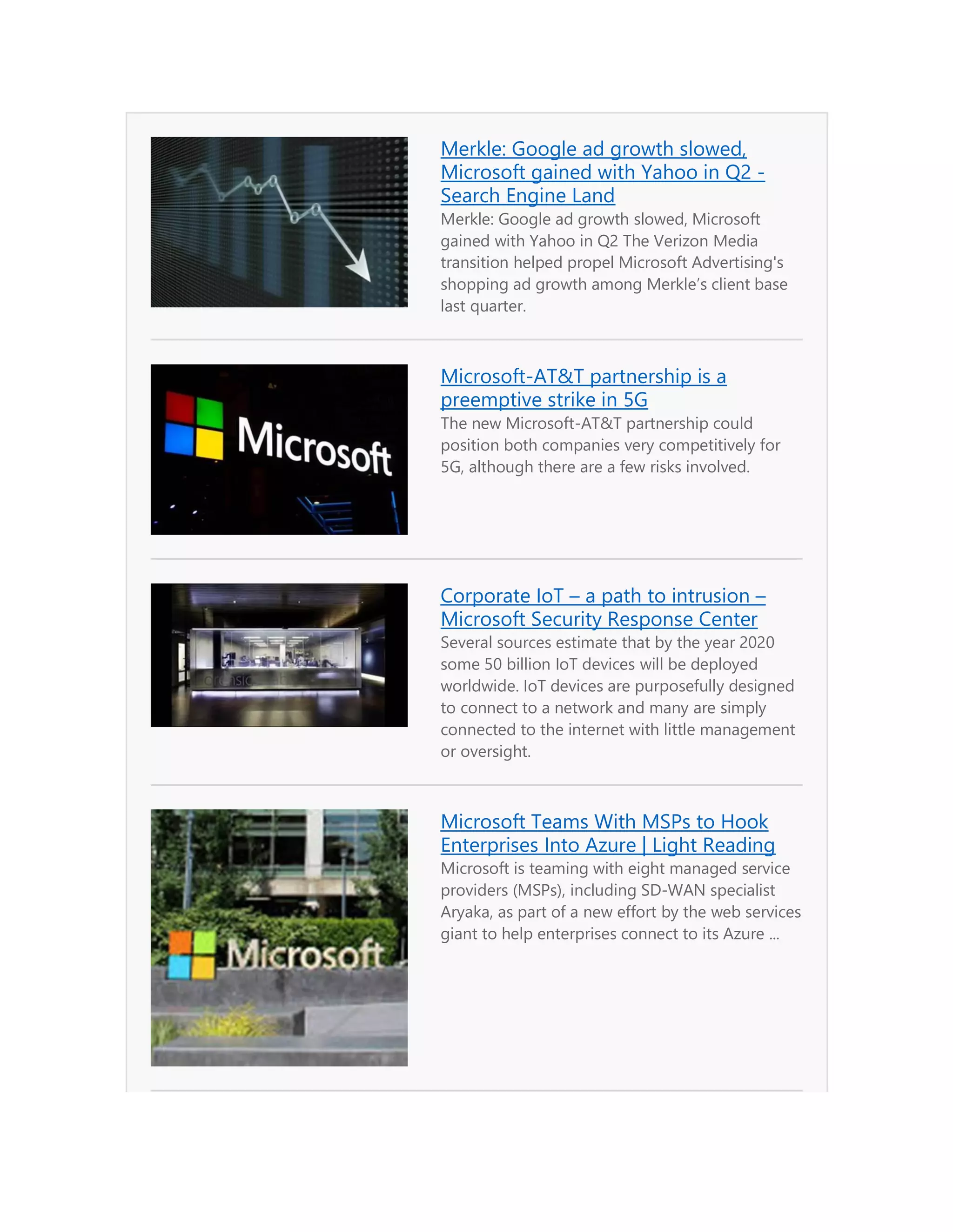Microsoft Telecommunications Industry Newsletter August 2019 | PDF