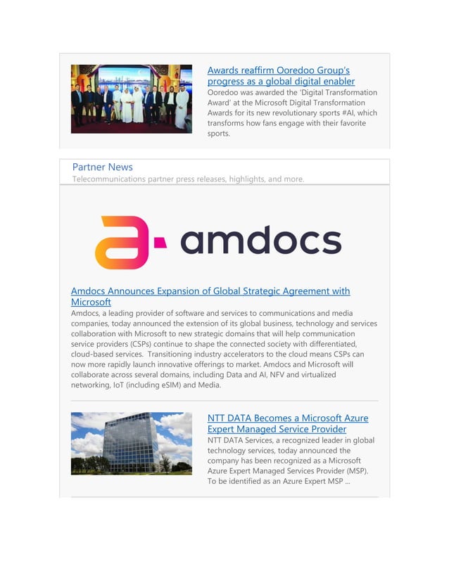 Microsoft Telecommunications Industry Newsletter August 2019 | PDF