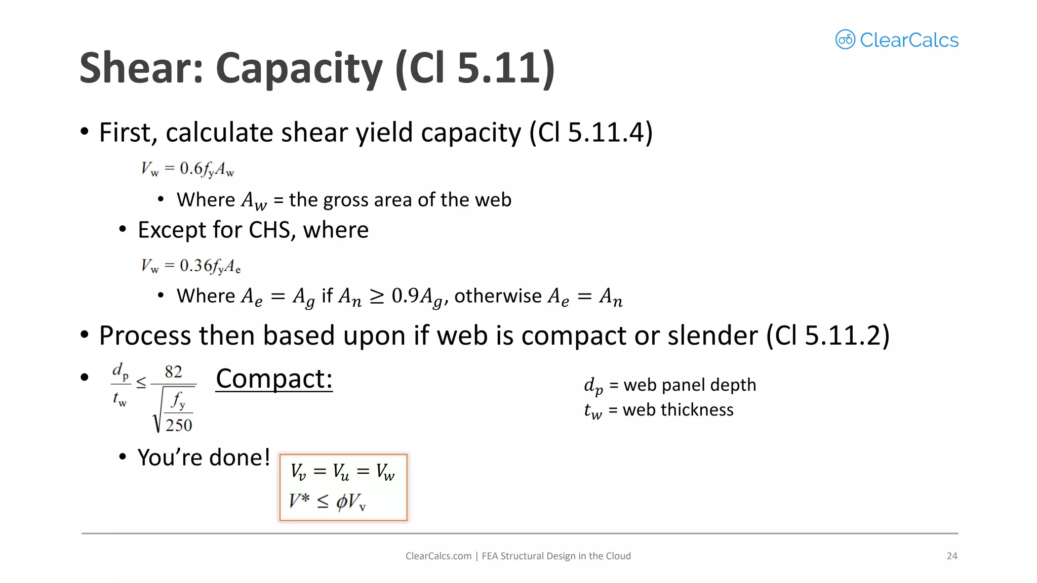 Steel Design to AS4100 1998 (+A1,2016) Webinar - ClearCalcs | PDF