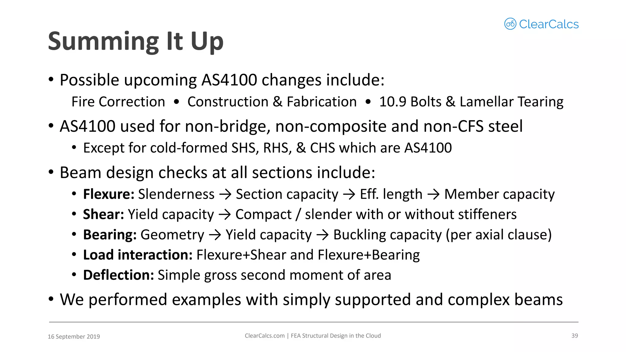 Steel Design to AS4100 1998 (+A1,2016) Webinar - ClearCalcs | PDF