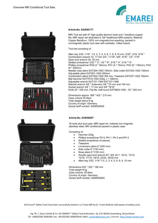 MRI Safety Tools - Emarei® Safety Tool Sets, Made in Germany, contact ...