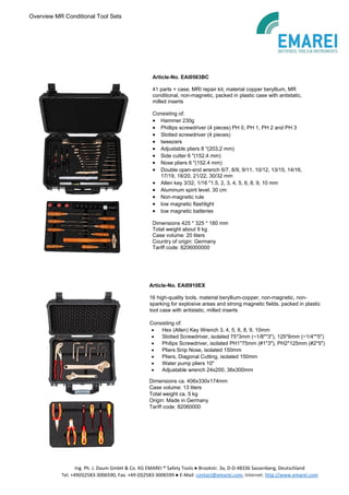 MRI Safety Tools - Emarei® Safety Tool Sets, Made in Germany, contact ...