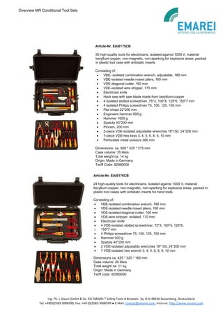 MRI Safety Tools - Emarei® Safety Tool Sets, Made in Germany, contact ...