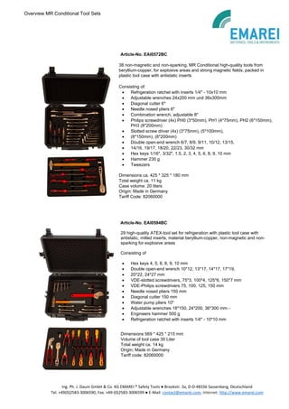 MRI Safety Tools - Emarei® Safety Tool Sets, Made in Germany, contact ...