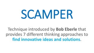 Develop your ideas with SCAMPER | PDF