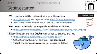 ArchiveSpark at CEDWARC workshop 2019 | PPT