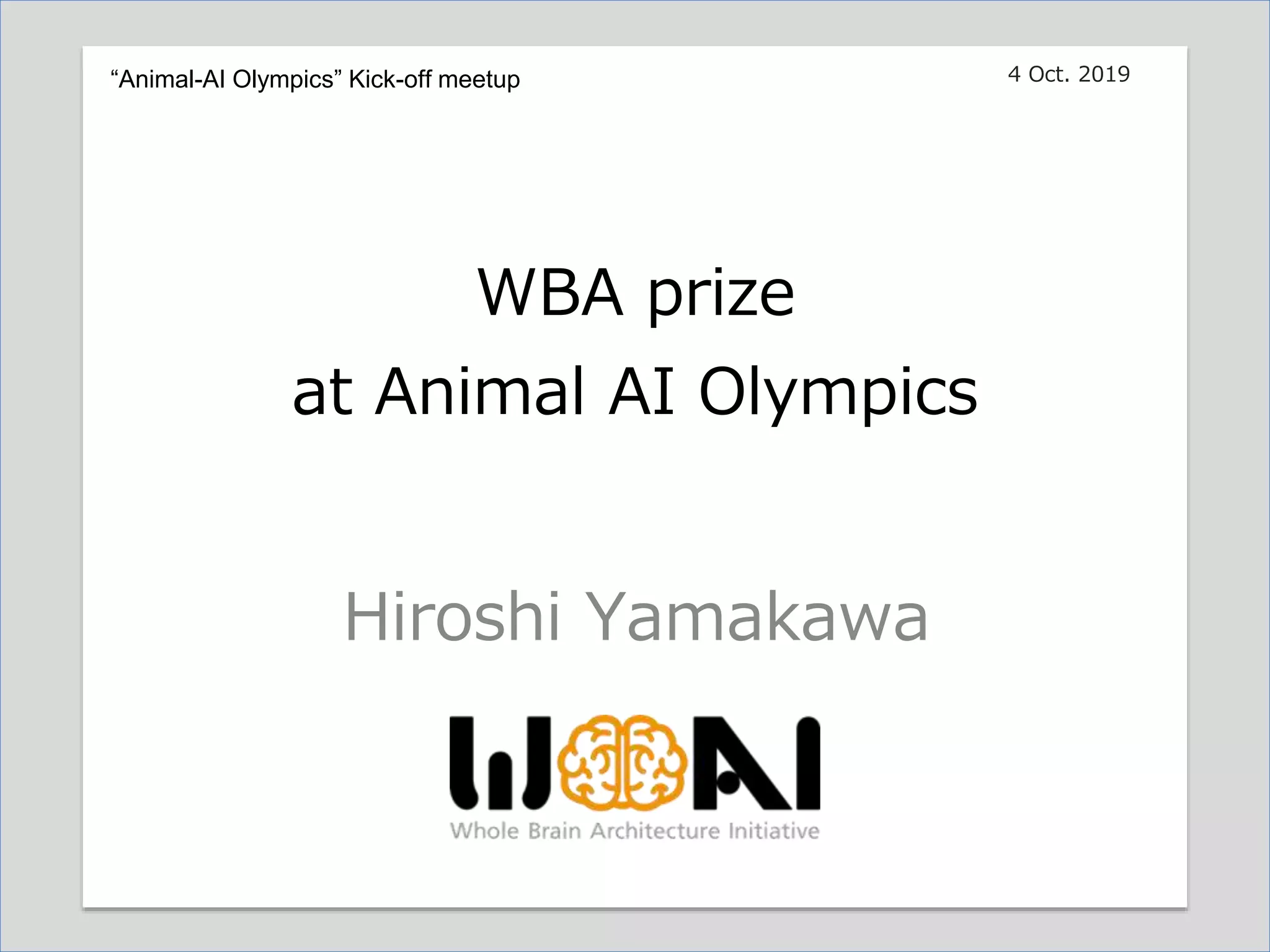 WBA Prize at Animal-AI Olympics | PPTX