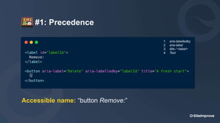 Siteimprove TechTalk: Demystifying Accessible Names | PPTX | Web Design and HTML | Internet
