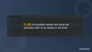 Siteimprove TechTalk: Demystifying Accessible Names | PPTX | Web Design and HTML | Internet