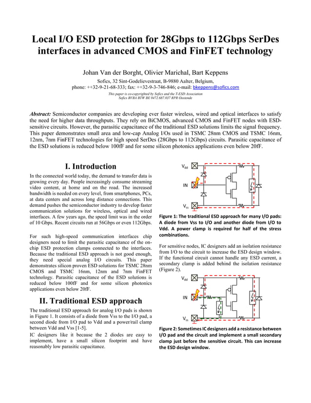 2019 Local I/O ESD protection for 28Gbps to 112Gbps SerDes interfaces in advanced CMOS and ...