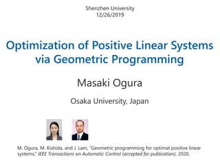 Optimization of positive linear systems via geometric programming | PPT