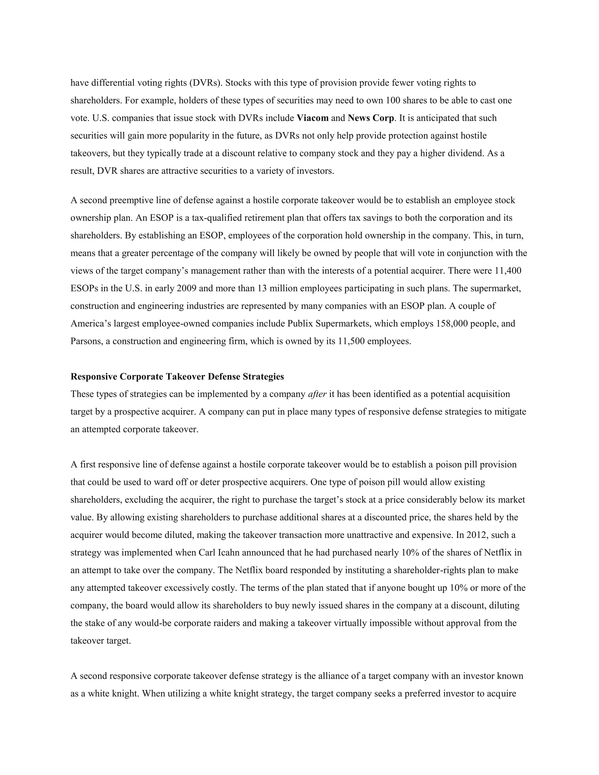 Warding Off Hostile Takeovers | PDF