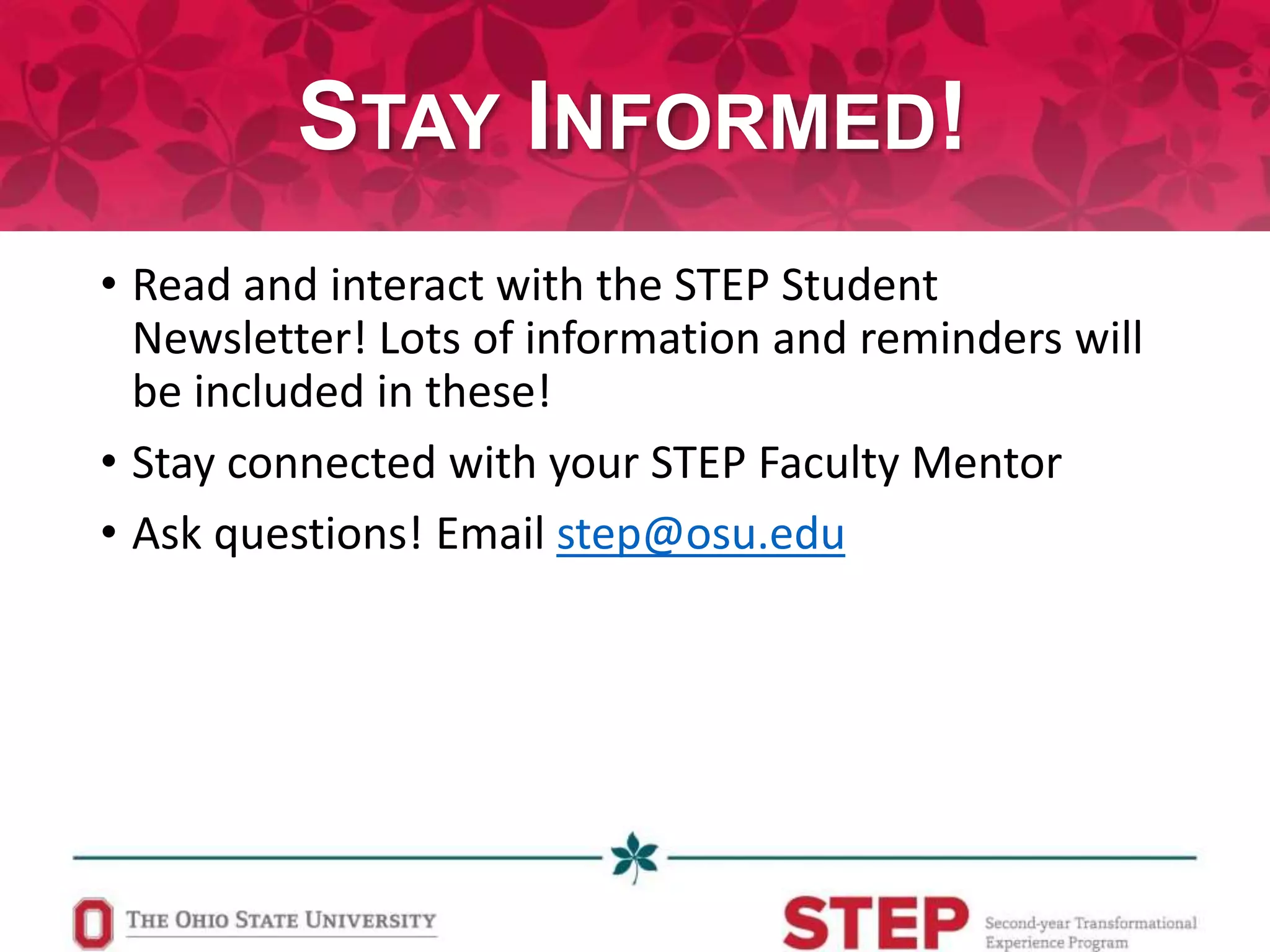 STEP Introduction, The Ohio State University | PPTX | College Planning ...