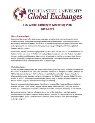 2019-2022 FSU Global Exchanges Marketing Plan | PDF