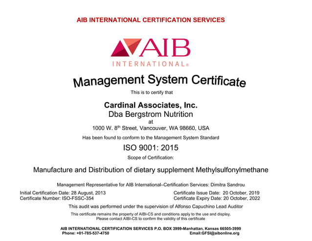 2019 - 22 Bergstrom Nutrition ISO 9001 2015 expires Oct 2022.pdf