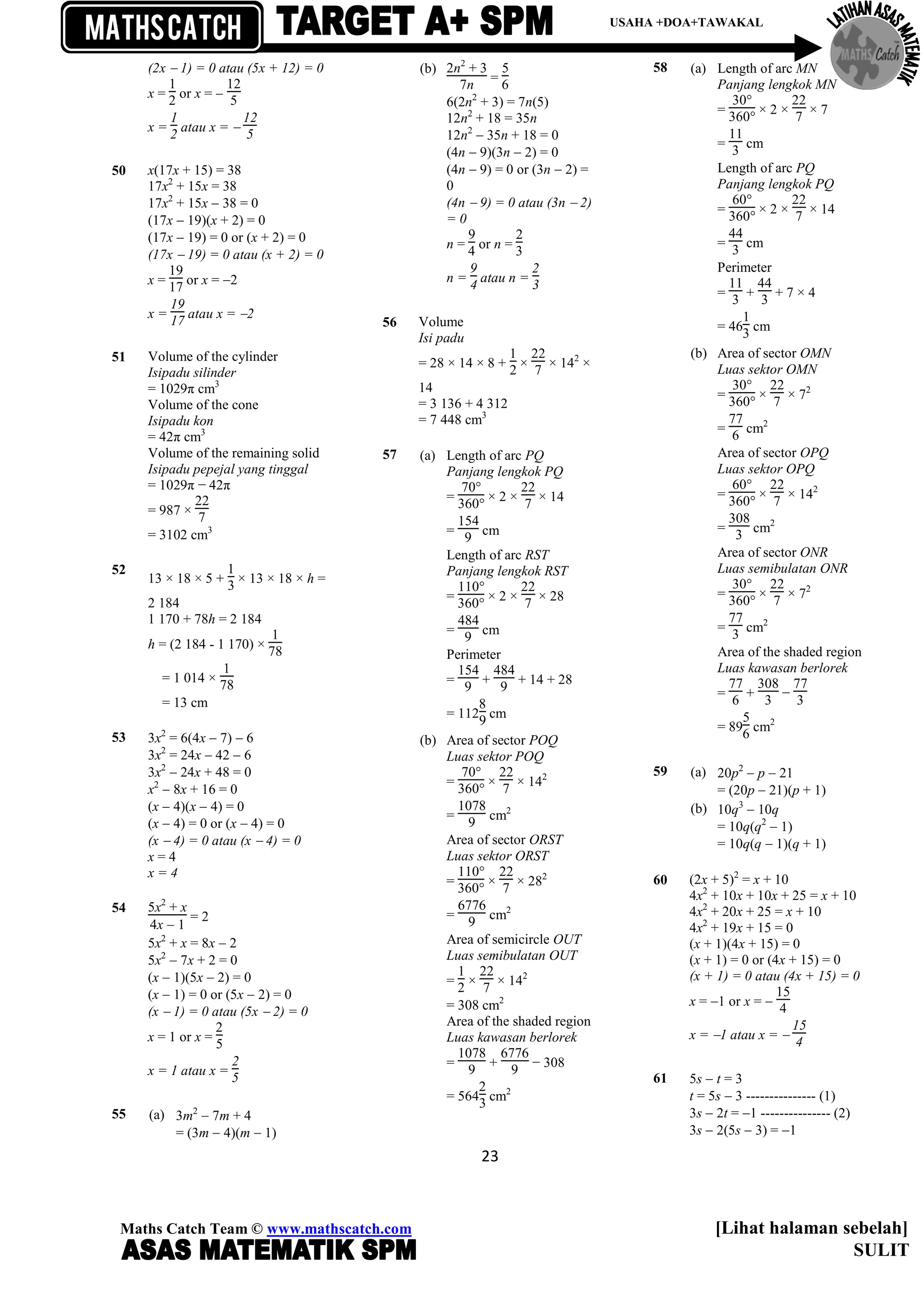 2019 [dwibahasa] modul latihan asas matematik tingkatan 5 spm | PDF