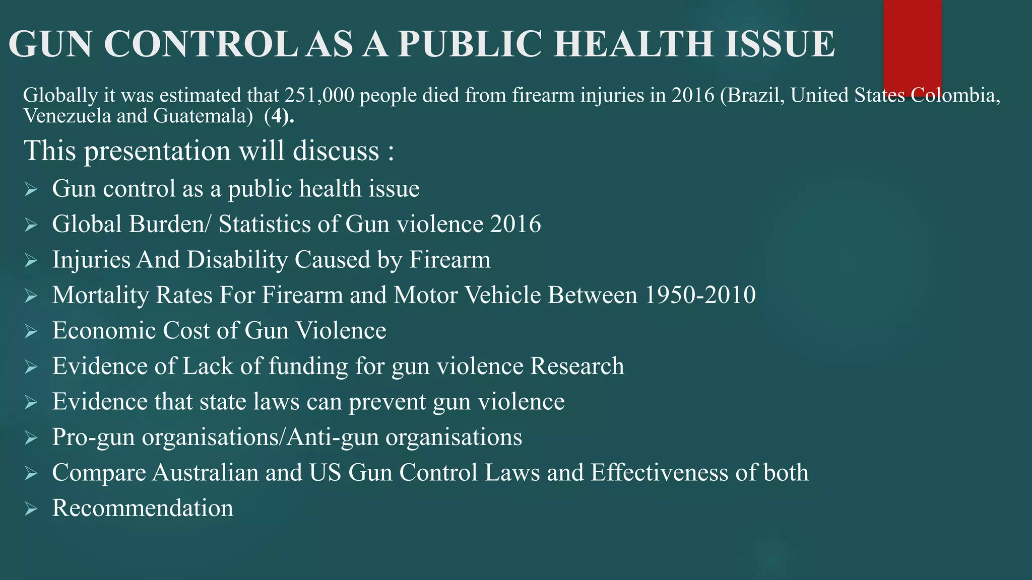 Gun Violence a Public Health Issue | PPT