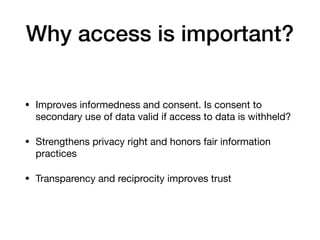 Participant-centered research design and “equal access” data sharing ...