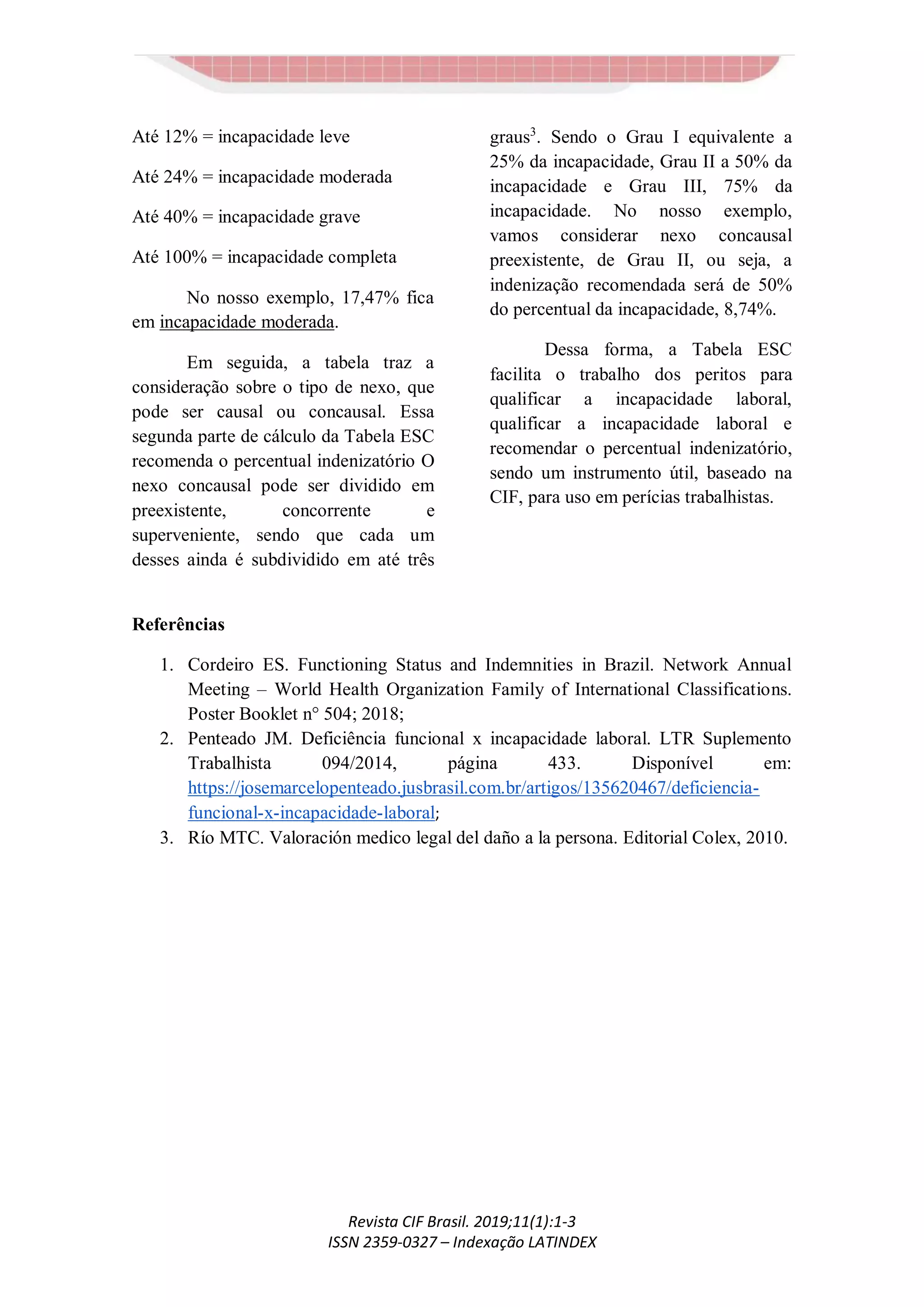 Tabela ESC - Revista CIF Brasil | PDF