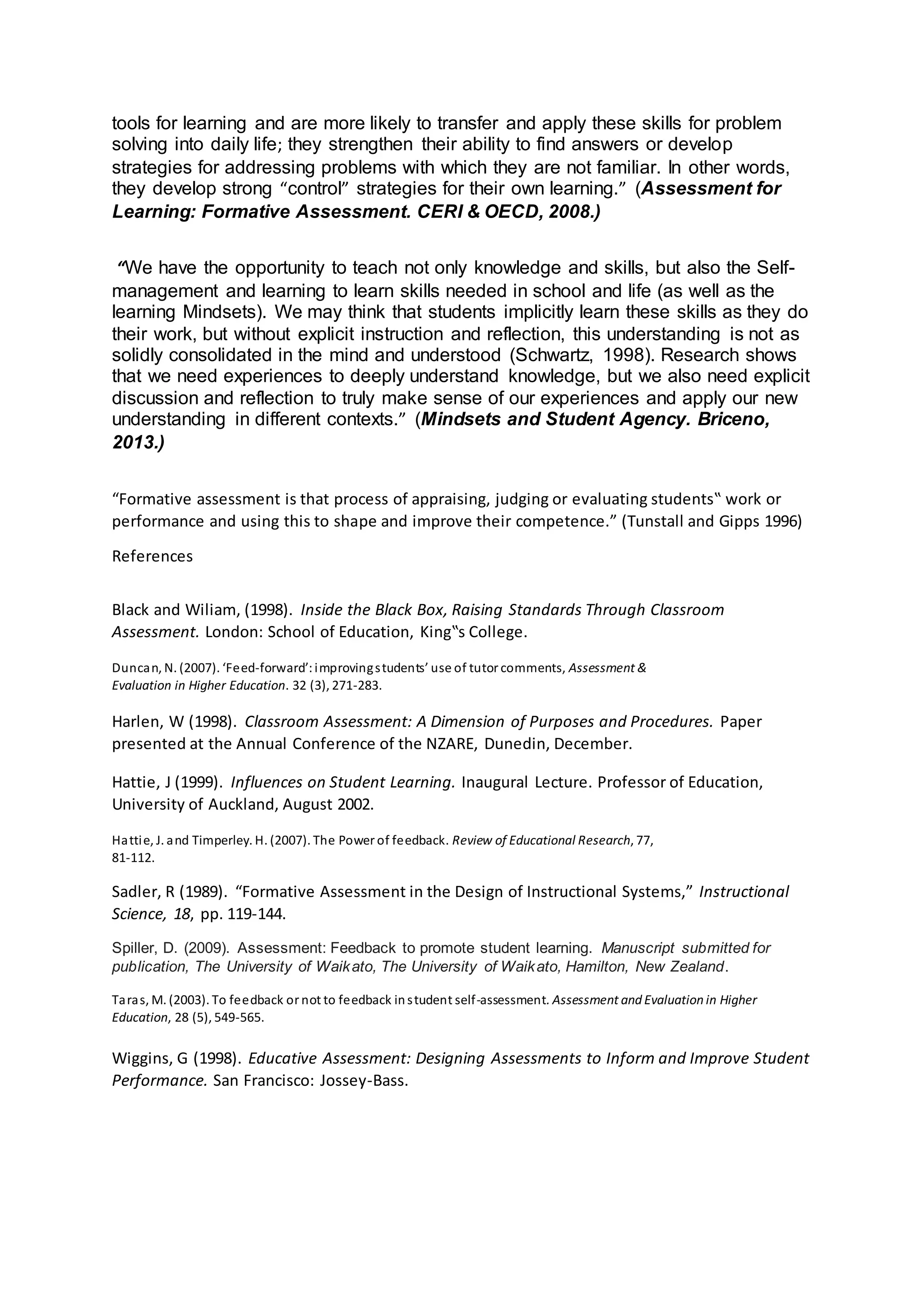 Feedback Quotes List - Education - Assessment and Reporting | DOCX