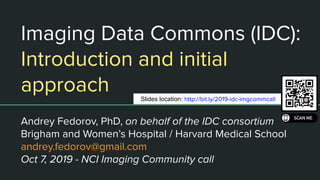 Imaging Data Commons (IDC) - Introduction and intital approach | PDF