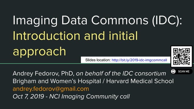 Imaging Data Commons (IDC) - Introduction and intital approach | PDF
