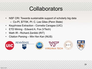 CiteSeerX: Mining Scholarly Big Data | PPT